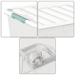 Nicesh 80 L Large Plastic Storage Bins with Latch Lids, 4-Pack Clear Plastic Storage Box with Wheels