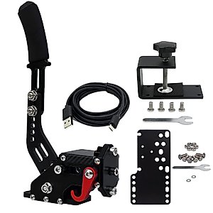 Obokidlyamor 64Bit PC USB Handbrake For 2 IN 1 Compatible with PS4/PS5 Console Controller and PC system; Work on For Logitech G29 Racing Steering wheel (With Clamp & Plate, Black)