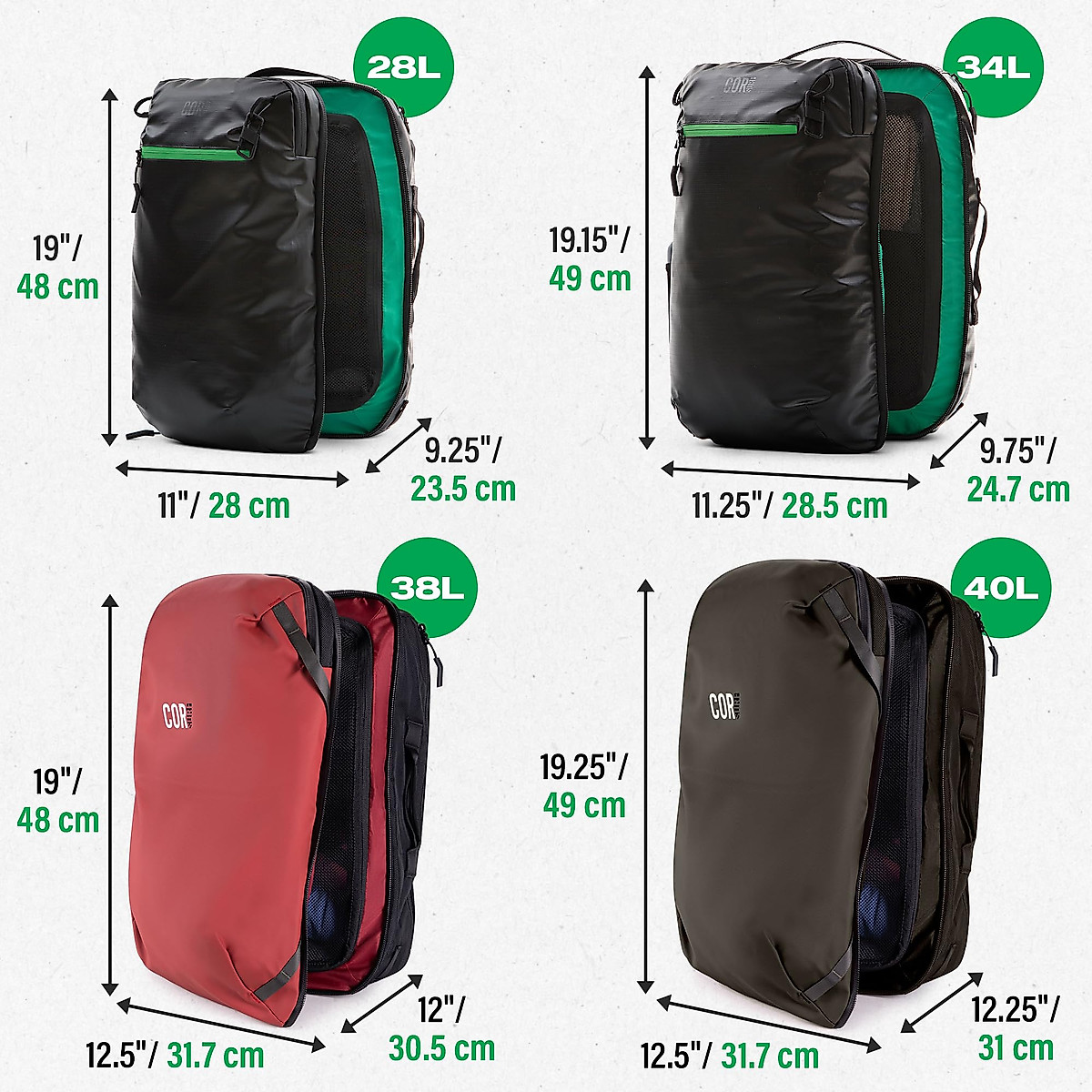 COR Surf Travel Backpack Flight Approved Carry On Laptop Backpack with Secret Passport Pockets | Large Daypack Business Weekender Luggage Backpack for Men Women The Island Hopper (28L Black)