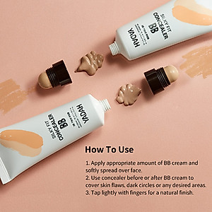 YADAH Silky Fit Concealer BB Power Brightening 1.18 Ounce 21 Light Beige, 2 in 1 Base Makeup Natural Ingredients Foundation Cream