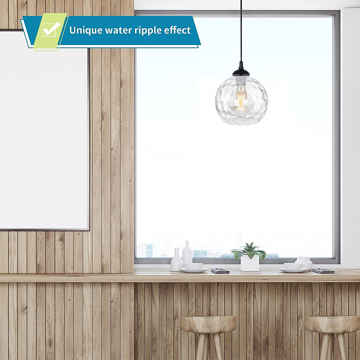 Skelang Hammered Glass Shade, Globe Lampshade with 1-5/8" Fitter Opening, Fixture Replacement Globes for Pendant Light, Lamp, Wall Sconce