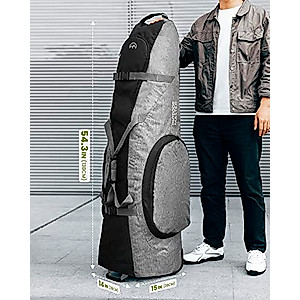 OutdoorMaster Padded Golf Club Travel Bag with Wheels, 900D Heavy Duty Oxford Waterproof -Alligators - Black + Gray