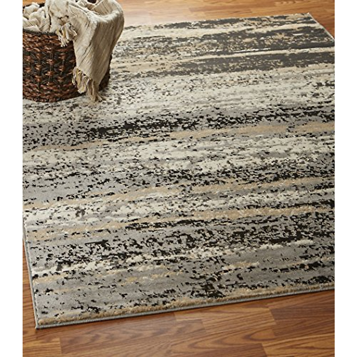 LR Home Infinity Area Rug, 5'2" x 7'2", Gray/Black