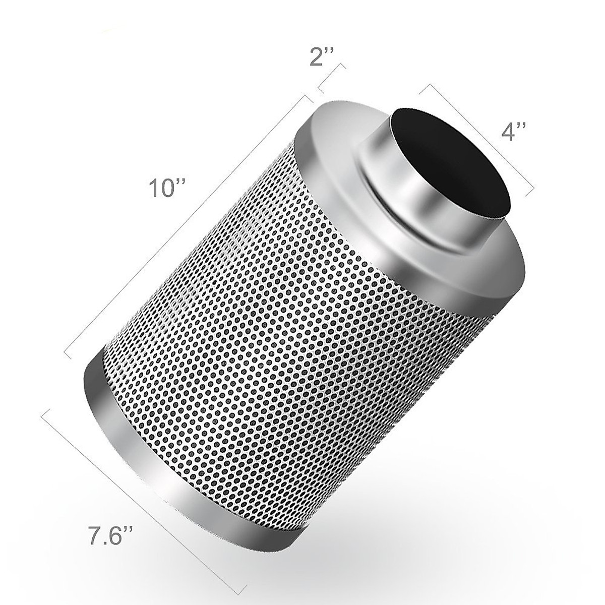 iPower GLFANXINL4FILT4MD8CTR 4 Inch 190 CFM Inline Fan Carbon Filter 8 Feet Ducting Combo with Variable Speed Controller and Rope Hanger for Grow Tent Ventilation, 4" Fan & Filter, Grey