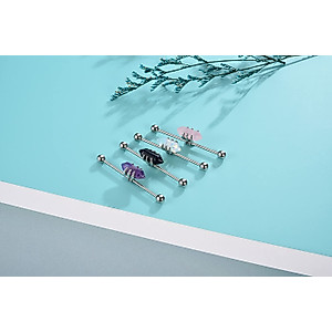 BOPREINA 4pcs 14G Industrial Piercing Bars Stainless Steel 38mm Barbell Cartilage Earring Natural Stone Barbell Body Piercing Jewellery