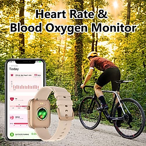 Smart Watch, 1.8'' Screen Fitness Watch with Text and Call, Activity Tracker Smartwatch with Heart Rate, Blood Oxygen, and Sleep Monitor, IP68 Waterproof, for Women iPhone Android Phones Compatible