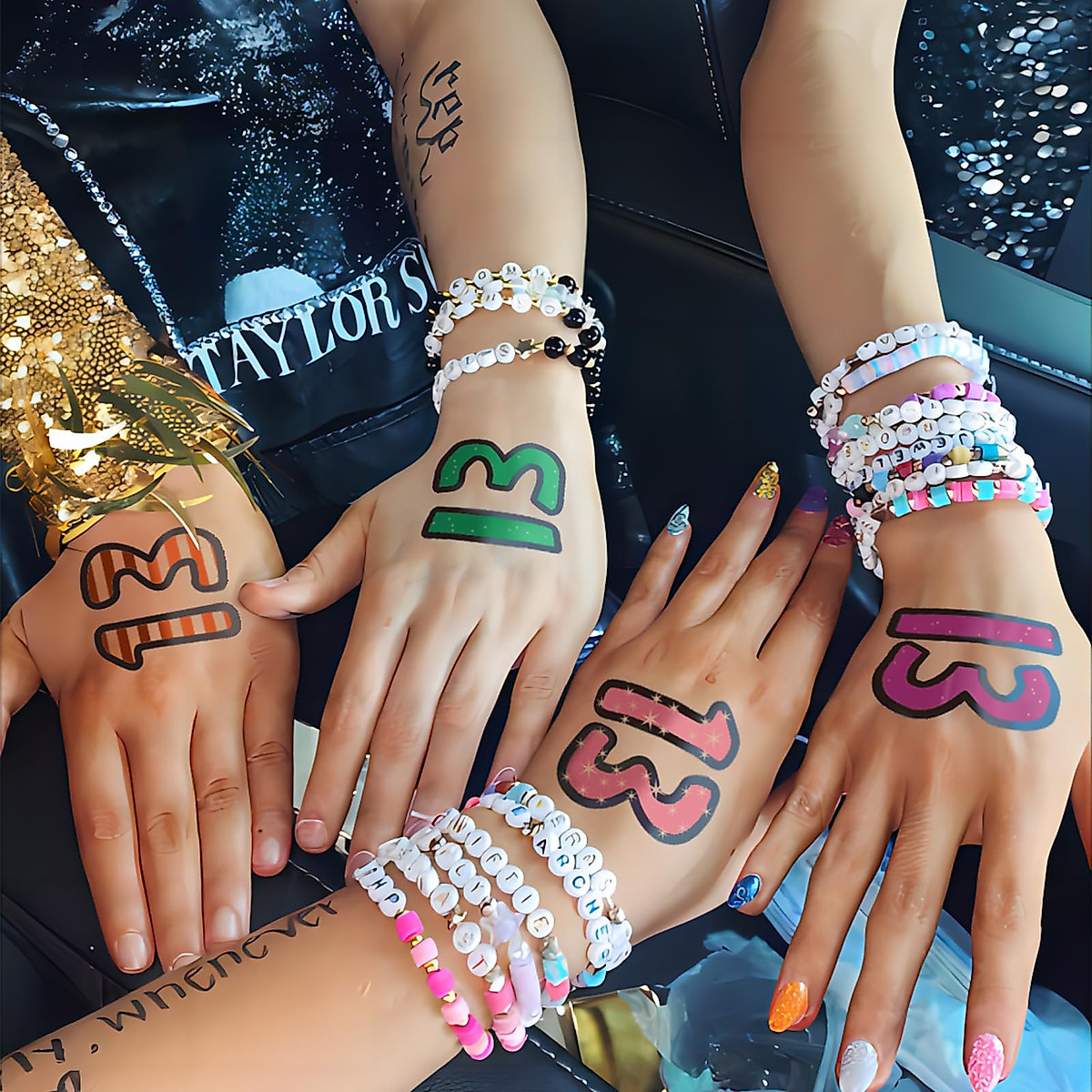 13 Bulk Hand Tattoos for Eras Tour Merch Star Snake Butterfly Guitar Temporary Tattoos Concert Accessories for Swifties Gifts