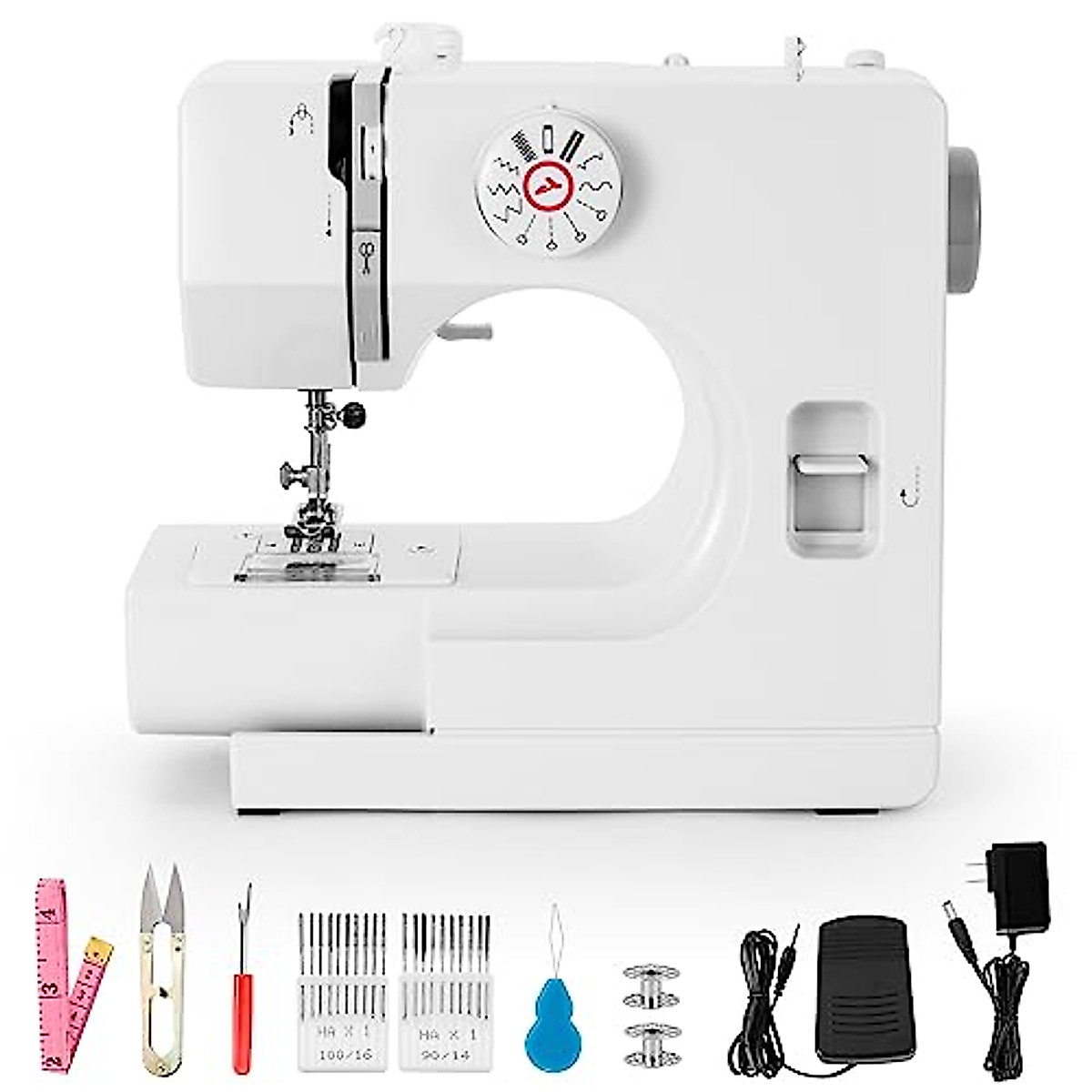 Sewing Machine, Mini Sewing Machine, Electric Portable Sewing Machine for Beginners, 12 Stitch Dual Speed with Foot Pedal & Sewing Kit
