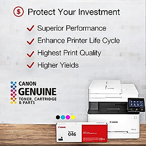 Canon Genuine Toner Bundle 046 (1248C006), 4 Pack (1 Each: Cyan, Magenta, Yellow, Black), for Canon Color imageCLASS MF735Cdw, MF733Cdw, MF731Cdw, LBP654Cdw Laser Printers