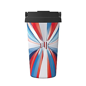 WANGZHAO Red Blue White Gray Stripes Print Double Wall Stainless Steel Vacuum Insulated Tumbler Cup Home Thermal Cup