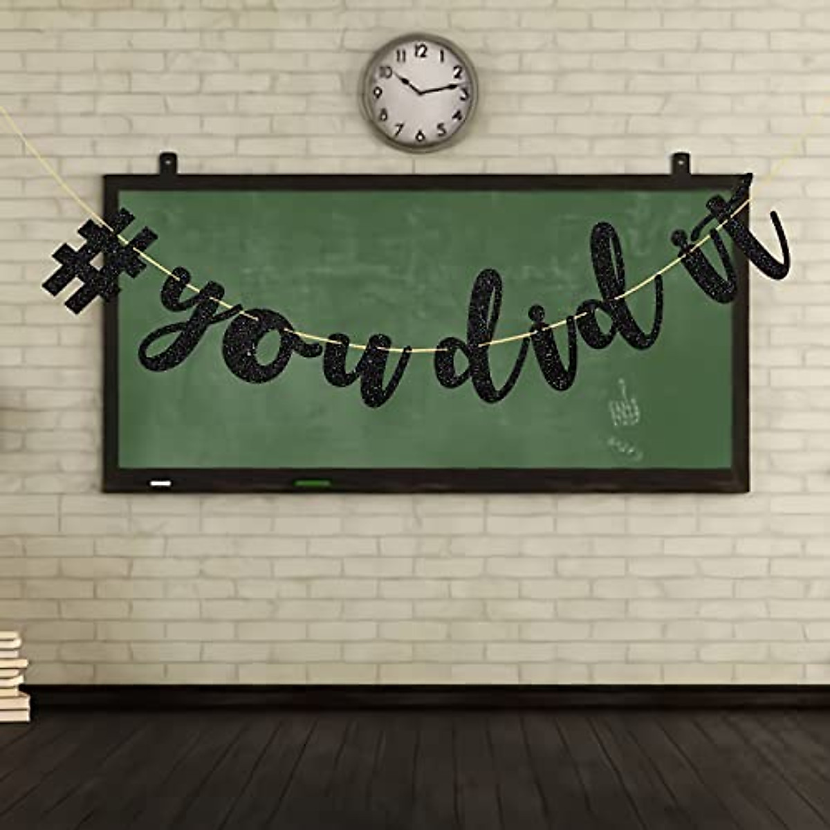 Talorine Black You Did It Banner - for Congrats Grad Bunting - So Proud of You Graduation Party Bunting Decorations (Glitter)