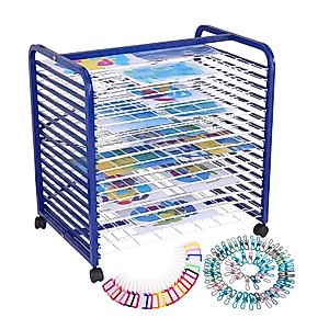 GarveeTech Art Drying Rack, Paint Drying Rack with 16 Removable Shelves, Mobile Paint Drying Rack Canvas Rack Art Storage Painting Drying Rack with Wheels for Classroom