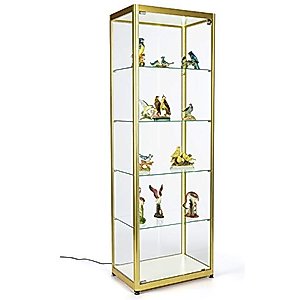 Displays2go Illuminated Tempered Glass Showcases – Gold (DCKDMT24G)