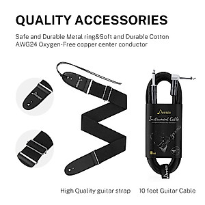 Donner Electric Guitar Cable 10 ft & 39 Inch Left Handed Electric Guitar with Bag, Strap, Cable,DTC-100SL