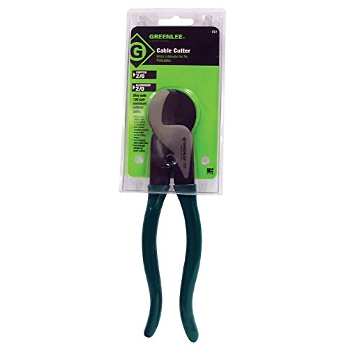 Greenlee 727 9-3/4" Handheld Cable Cutter for Copper and Aluminum Cables Up to 2/0, 70 Square Millimeters