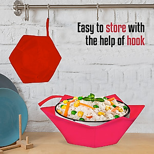 Set of 5 Bowl Holders, Cotton Huggers for Microwave, Cozy and Heat Resistant, Multicolor Bowl Holders, Heating or Warming Soup and Other Foods, Machine Washable, Oven Mitt Included