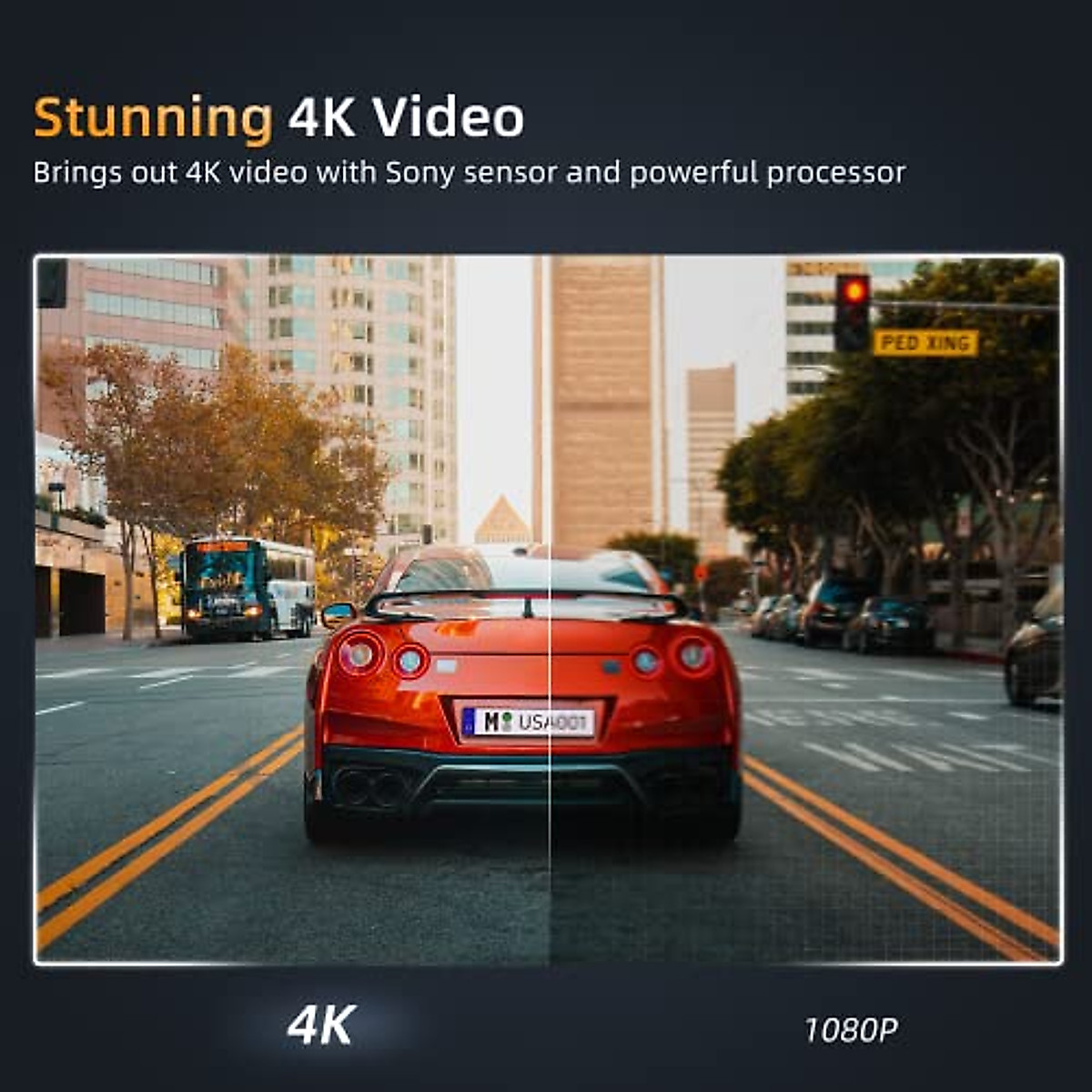 Volway 10" 4K Mirror Dash Cam w/Voice Control, Enhanced Night Vision, Full Touch Screen, Waterproof Backup Camera Rear View Mirror Camera, Parking Assistance, Loop Recording, USB Type C