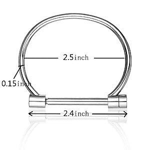 Carweilon Cuff Bracelet Bangle Bar Screw Shackle Novelty High Polished Stainless Steel Jewelry For Men Women Unisex Girls Boy (White Silver)