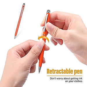 Outus 12 Pieces Stylus Pens for Touch Screens, Retractable Fiber Tip 2 in 1 Capacitive Stylus Ballpoint Pen Compatible with iPad iPhone Tablets Samsung All Universal Touch Screen Devices