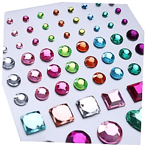 TEHAUX 2 Sheets Rhinestones Stickers Crystal Decor Gem Stickers Kid Stickers Crystals Decor Kids Decor Jewel Stickers Phone Stickers Rhinestone Stickers Gems Stickers Child Acrylic Crafts