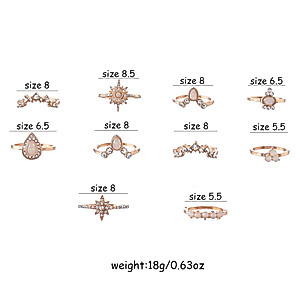 Knuckle Stacking Rings for Women ,Boho Vintage Stackable Rings Cute Fashion Crystal Aesthetic Midi Finger Rings Set Multiple Rings Pack Bulk