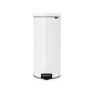 Brabantia New Icon Step Trash Can (8 Gal / White) Soft Closing Kitchen Garbage/Recycling Can with Removable Bucket
