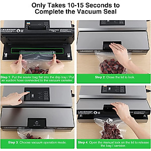 Ecojoy 12" Commercial Vacuum Sealer Machine V9100, 5 Modes Food Sealer Vacuum Continuously Uses 500+ Times Without Overheating, 85kpa Stainless Vacuum Sealer Food Sealer for Food Storage