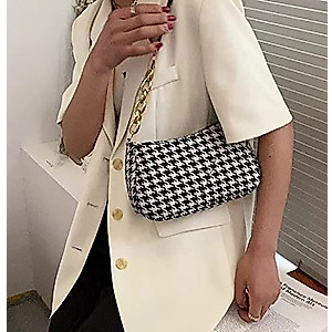 Shoulder Bags Retro Classic Clutch Shoulder Tote Handbag with Zipper Closure for Women (Houndstooth, One Size)