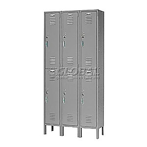 GLOBAL INDUSTRIAL Double Tier Locker 12x18x36 6 Door, Unassembled, Gray