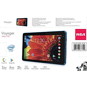RCA Premium High Performance Voyager 7" 16GB Touchscreen Tablet Computer Quad-Core 1.2Ghz Processor 1G Memory 16GB Hard Drive Webcam WiFi Bluetooth Android 6.0-Blue
