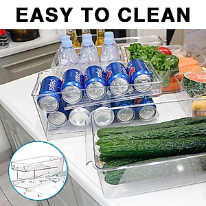 Soda Can Organizers for Refrigerator, 2-layer Automatic Rolling Beverage Storage Organizer for Freezer, Countertop, Cabinets & Pantry, Can Holder Dispenser Holds Up To 10 Cans (12oz) BPA Free, Clear