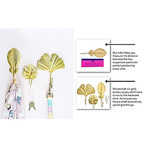Dorm Queen Gold Decorative Wall Hooks – Set of 3 | Gold Hooks for Hanging Keys, Hats and Jewelry | Gold Wall Hooks | Wall Hooks Decorative | Decorative Hooks | Hat Hooks for Wall | Brass Hooks