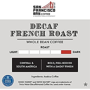 San Francisco Bay Whole Bean Coffee - DECAF French Roast (2lb Bag), Dark Roast, Swiss Water Processed