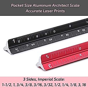 Mr. Pen- Small Scale Ruler, Architectural Scale, 6 Inch Ruler, 2 Pack, Pocket Size, Engineer Scale Ruler, Engineer Ruler, Pocket Ruler, Small Architectural Scale, 6 Inch Scale, Engineers Scale Ruler