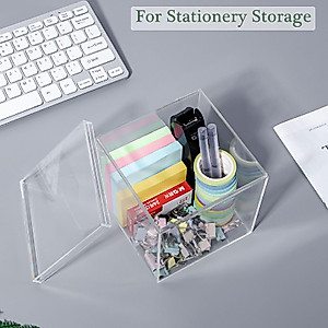 Clear Acrylic Boxes for Storage, Yeeco Acrylic Storage Cube Containers with Lids, Square Boxes in 4.7”×4.7”×4.7” Inches for Candy, Cotton Ball, Beads, Tiny Arts, Watches, Earring, Cosmetics, 4 Pack