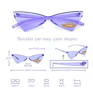 OLINOWL Triangle Thick Rimless Sunglasses One Piece Colored Transparent glasses For Women and Men