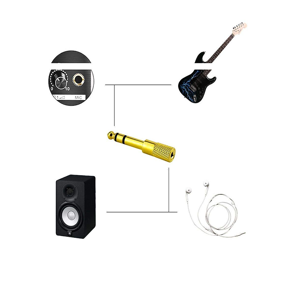 2PCS HD280 HD212, HD 477, HD 497, EG 350 6.35mm Stereo adapter with screw compatible for sony 7506, ATH-M50X AKG K240 solo studio headphone,Beyerdynamic DT-990 Behringer HDX6000