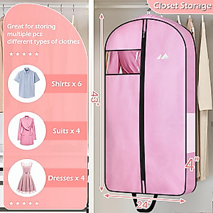 MISSLO 43" Pink Garment Bags for Travel for Women Waterproof Oxford Fabric Suit Bags for Closet Storage Dress Cover Hanging Clothes Bag