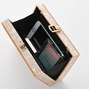 Women Acrylic Clutch Bag for Evening Party Crossbody Shoulder Bag for Special Event with Modern Classic Style Bag (Champagne)