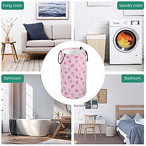 Cute Strawberry Pink Laundry Basket with Handle 86L Laundry Hamper Collapsible Toys Storage Basket Toys Room Storage Basket