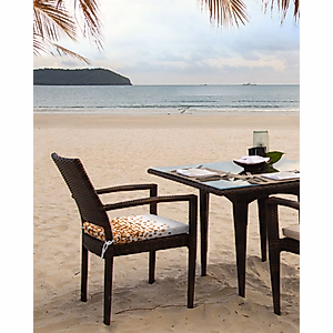 Patio Cushion Covers, Orange Brown Ombre Outdoor Cushion Covers Waterproof Seat Cushion Slipcovers, Modern Round Geometric Abstract Art Chair Cushion Cover for Garden Sofa Couch 22"x22"x4", 2 Covers