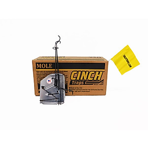 Cinch Mole Trap + Tunnel Marking Flags (Medium) - Precision-Engineered Mole Traps That Kill Best for Effective Mole Elimination in Lawns