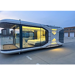 Generic Luxury Container House prefeb Capsule hotle 20FT 40FT Luxury Resort, white Gray