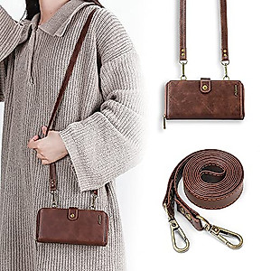 Misscase Compatible with iPhone 12 Pro Max Wallet Case,Multi-Function Wallet Case,2 in 1 Detachable Magnetic Wallet Case with Card Holder,PU Leather Kickstand Flip Cover with Lanyard Brown