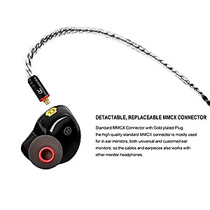 Famedy in-Ear Monitors in Ear Headphone Earbuds Wired Earphone Dual Drivers Headphone with MMCX Detachable Cables,Noise-Isolating Comfort Earbud for Musicians Sports Headphone Earphones (Black)