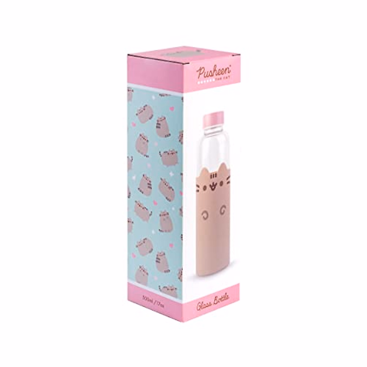 Grupo Erik Pusheen Glass Water Bottle - 500ml / 17oz - Glass Bottle - Hot&Cold Water Bottle - Water Bottle 500ml - Cute Gifts - Cute Water Bottle - Pusheen Gifts