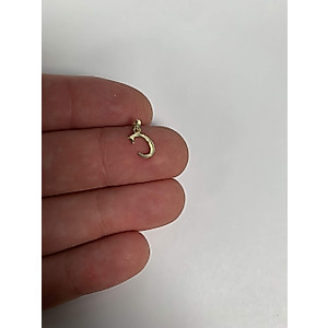 Dainty 10k Real Solid Gold Initial Charm Pendant Available in Other Letters, Alphabet Letter Jewelry Small in Size (C)