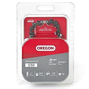 Oregon S50 AdvanceCut Replacement Chainsaw Chain for 14-Inch Guide Bar, 50 Drive Links, Pitch: 3/8" Low Profile, Low Vibration, .050" Gauge