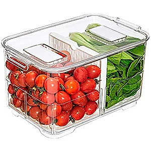 blitzlabs Vegetable Fruit Storage Containers, Fresh Produce Saver Refrigerator Storage Containers with Lids and Vents,Stackable Salad Lettuce Keeper,Stay Fresh Cabinet Containers Bin