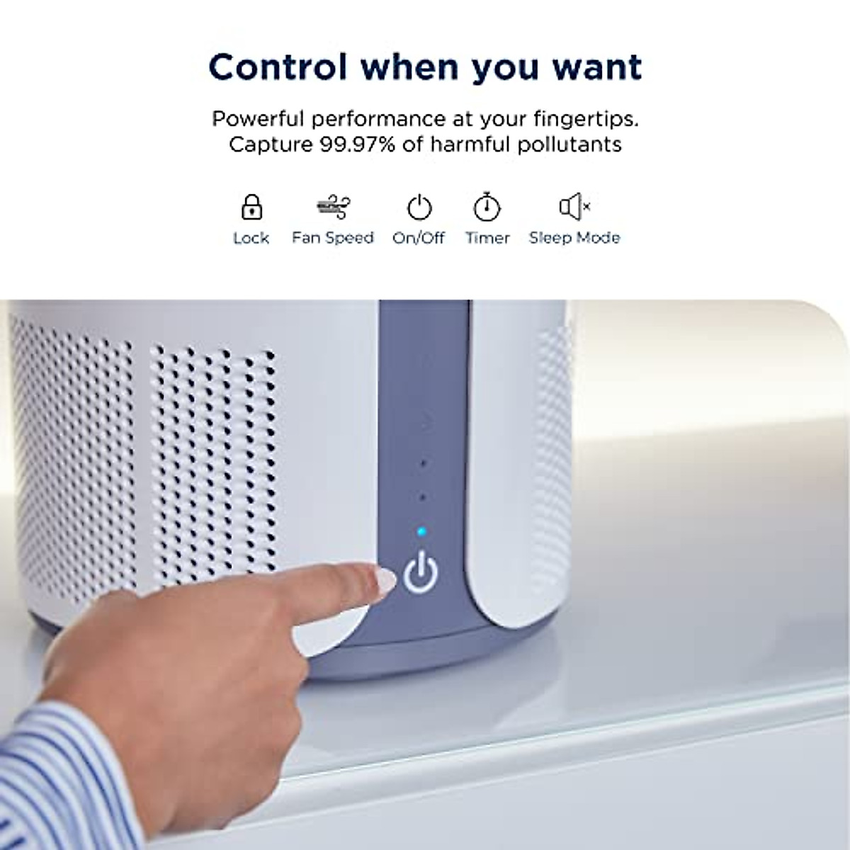 Miko Air Purifier For Home HEPA Air Purifier Covers 400 sqft In Large Room, 3 Fan Speeds, Built-in Timer, 150 CADR, Sleep Mode- True H13 HEPA Removes 99.97% Smoke, Pollen, Pets, Allergies,